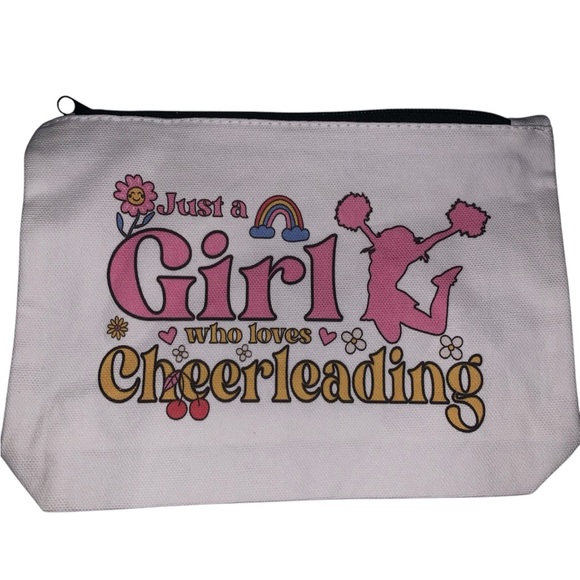 unknown | Bags | Cosmetic Canvas Bag Just A Girl Who Loves Cheerleading ...